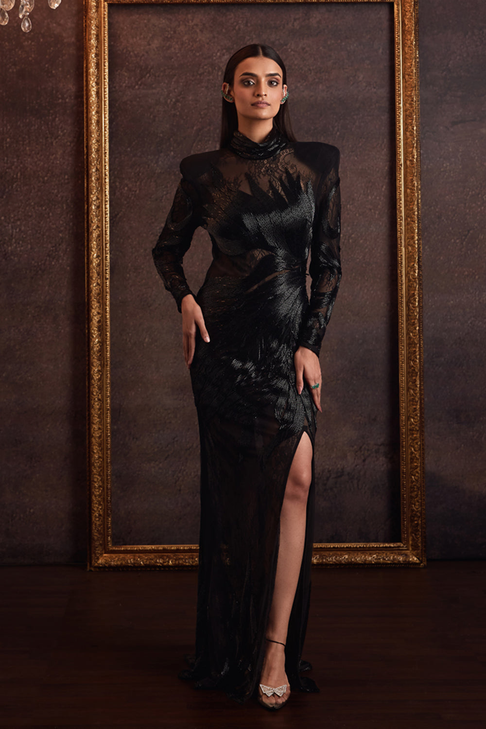 Shalvi Black Embellished Gown – House Of Exotique