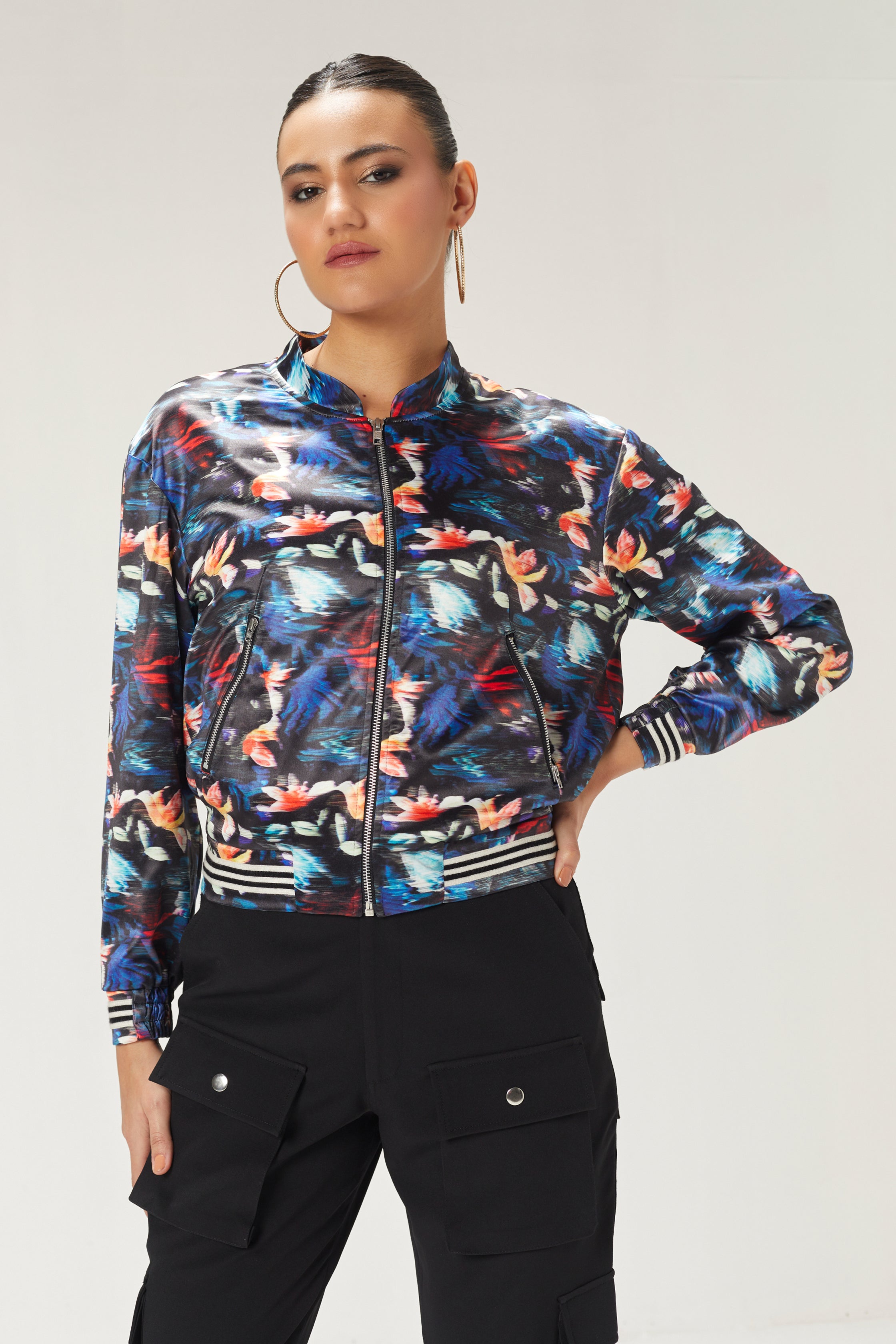 Dark Blue Bomber Jacket – House Of Exotique